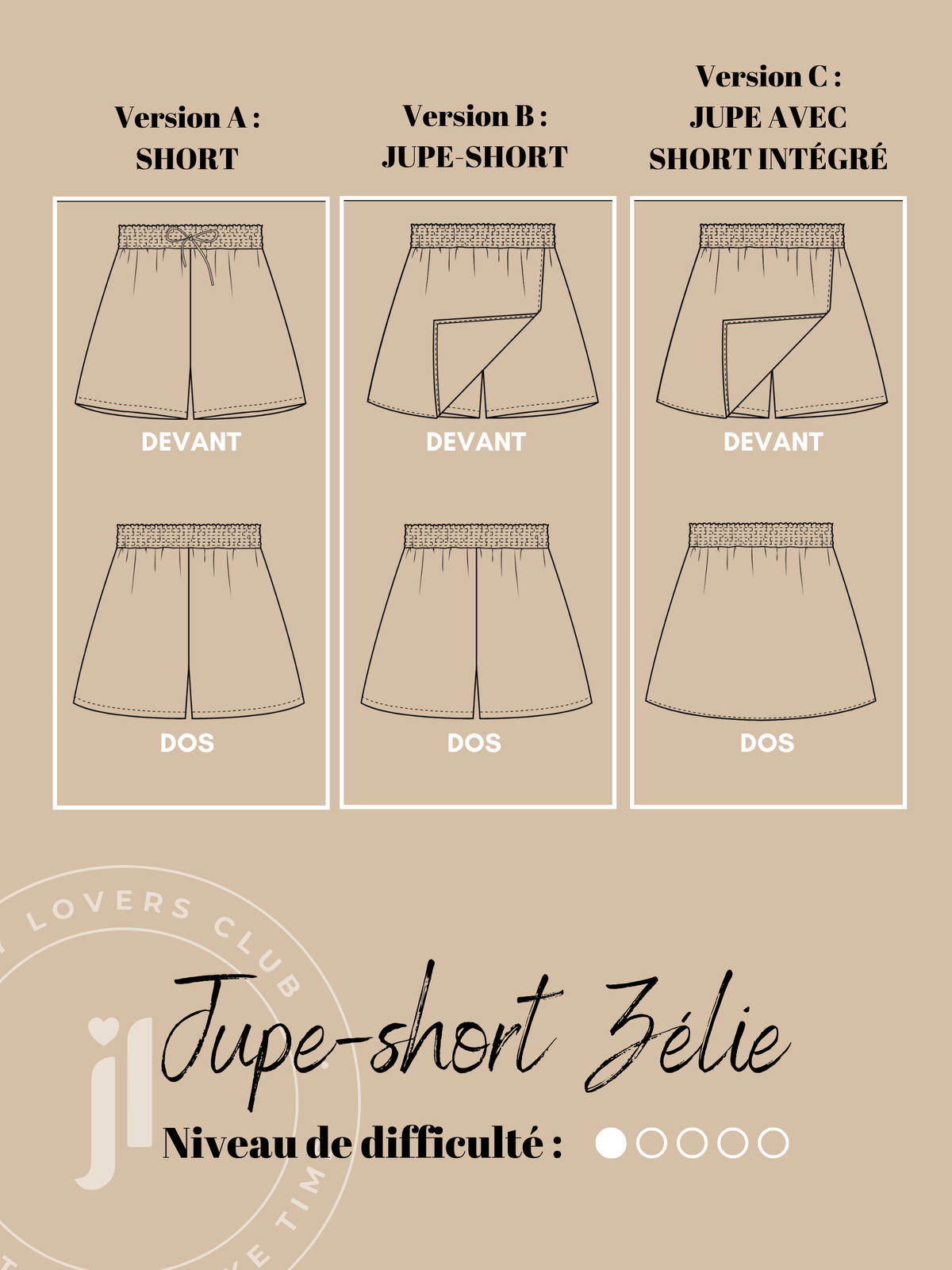 Jupe short Zélie 2025 - Patron Couture PDF - Joli Lab | Joli Lab