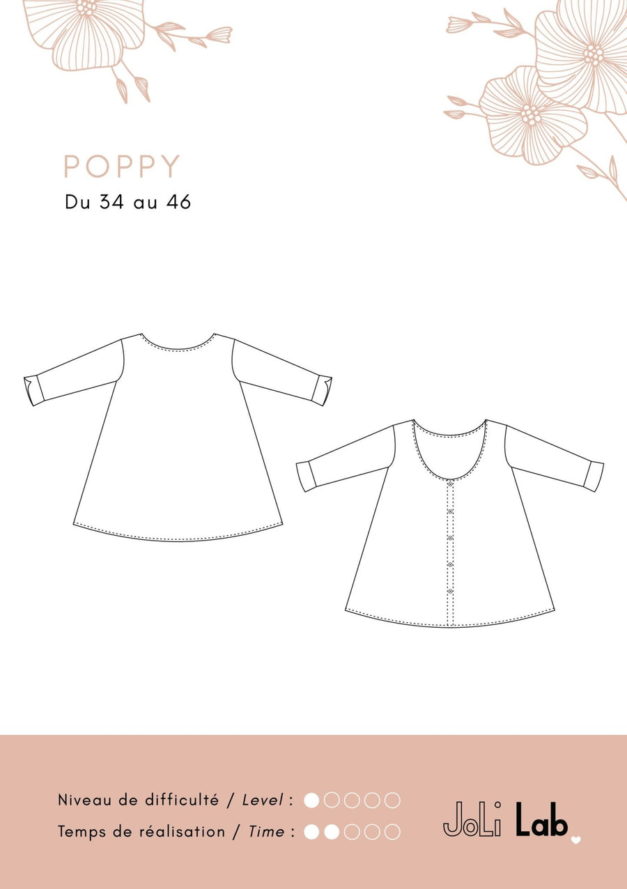 Blouse/robe Poppy - Patron Couture PDF ou Pochette - Joli Lab | Joli Lab